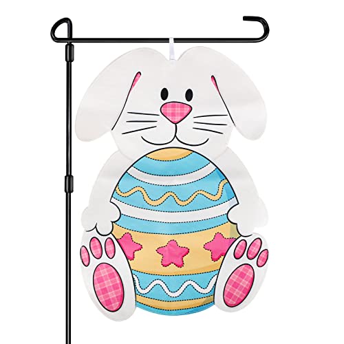 Easter Garden Flag Outdoor Decorations for Outside Double-Sided Printed, Cute Rabbit Egg Yard Flags House Yard Spring Seasonal Decoration 13.6 x 19.7 Inch