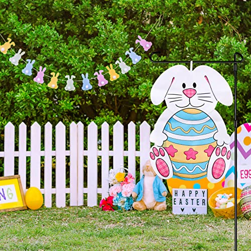 Easter Garden Flag Outdoor Decorations for Outside Double-Sided Printed, Cute Rabbit Egg Yard Flags House Yard Spring Seasonal Decoration 13.6 x 19.7 Inch