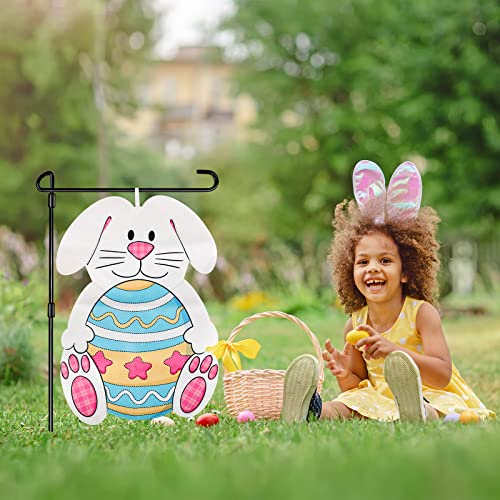 Easter Garden Flag Outdoor Decorations for Outside Double-Sided Printed, Cute Rabbit Egg Yard Flags House Yard Spring Seasonal Decoration 13.6 x 19.7 Inch