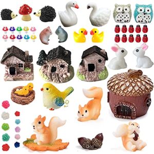 54 miniature fairy garden decorations, including miniature fairy garden houses, animals, miniature statues, micro landscape decoration kits, diy doll house decoration kits, flower pot decorations