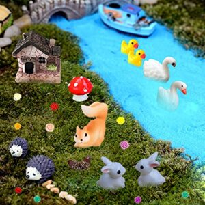 54 Miniature Fairy Garden Decorations, Including Miniature Fairy Garden Houses, Animals, Miniature Statues, Micro Landscape Decoration Kits, DIY Doll House Decoration Kits, Flower Pot Decorations