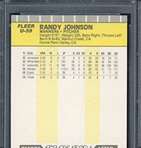 Randy Johnson 1989 Fleer Update Baseball Rookie Card RC #U59 Graded PSA 9 MINT