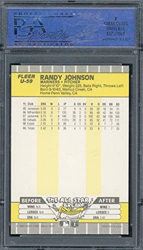 Randy Johnson 1989 Fleer Update Baseball Rookie Card RC #U59 Graded PSA 9 MINT