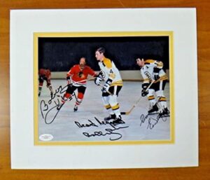 bobby orr bobby hull ed westfall signed 8×10 photo jsa sticker no card