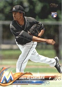 2018 topps series 2#594 sandy alcantara miami marlins rookie baseball card – gotbaseballcards