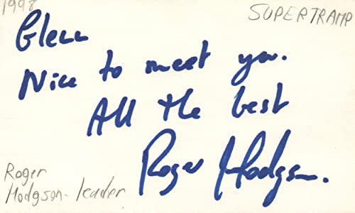 Roger Hodgson Leader Supertramp Rock Band Music Signed Index Card JSA COA