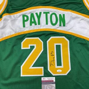 Autographed/Signed Gary Payton Seattle Green Basketball Jersey JSA COA