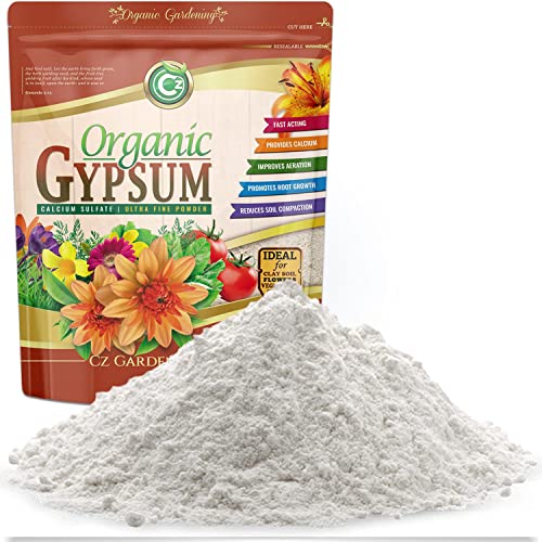 Organic Gypsum - Made in USA - Calcium Sulfate Dihydrate Powder - Garden Soil Amendment Fertilizer for Lawns, Plants, Mushroom Cultivation. Calcium & Sulfur Additive. Cures Blossom End Rot in Tomatoes