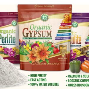 Organic Gypsum - Made in USA - Calcium Sulfate Dihydrate Powder - Garden Soil Amendment Fertilizer for Lawns, Plants, Mushroom Cultivation. Calcium & Sulfur Additive. Cures Blossom End Rot in Tomatoes