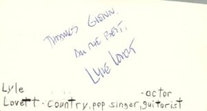 lyle lovett singer guitarist pop country music signed index card jsa coa