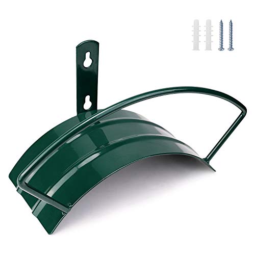 Deluxe Wall Mount Garden Hose Hanger Duty Metal Hose Holder Easily Holds 125 3/4’’ Hose Solid Steel Extra Bracing Forest Green