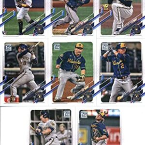 2021 Topps Complete (Series 1 & 2) Milwaukee Brewers Team Set of 19 Cards: Dab on 'Em(#7), Eric Sogard(#21), Milwaukee Brewers(#59), Orlando Arcia(#91), Christian Yelich(#100), Brandon Woodruff(#135), Lorenzo Cain(#234), Omar Narvaez(#282), Avisail Garcia