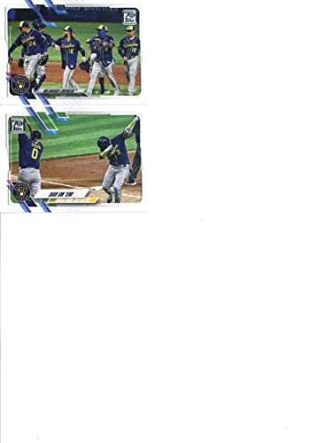 2021 Topps Complete (Series 1 & 2) Milwaukee Brewers Team Set of 19 Cards: Dab on 'Em(#7), Eric Sogard(#21), Milwaukee Brewers(#59), Orlando Arcia(#91), Christian Yelich(#100), Brandon Woodruff(#135), Lorenzo Cain(#234), Omar Narvaez(#282), Avisail Garcia