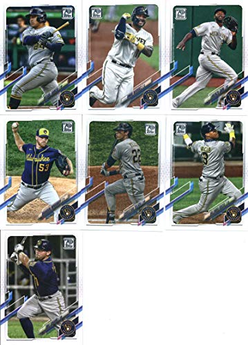 2021 Topps Complete (Series 1 & 2) Milwaukee Brewers Team Set of 19 Cards: Dab on 'Em(#7), Eric Sogard(#21), Milwaukee Brewers(#59), Orlando Arcia(#91), Christian Yelich(#100), Brandon Woodruff(#135), Lorenzo Cain(#234), Omar Narvaez(#282), Avisail Garcia