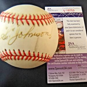 Rare Si Johnson Single Signed Official Baseball For Cardinals 1948 Braves w/JSA COA