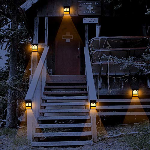 SUNFACE Solar Deck Lights, Led Outdoor Garden Decorative Wall Mount Fence Post Lighting, 6 Packs