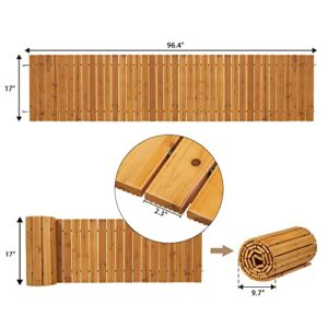 Spurgehom 8FT Wooden Garden Pathway Straight Outdoor Walkway Roll Out Cedar Wood Patio Flooring Path Decorative Lawn Patio Pavers Boardwalk Beach Wedding Party (Natural)