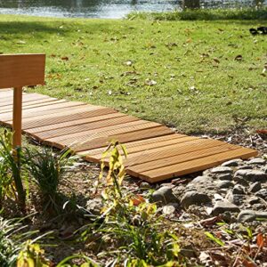 Spurgehom 8FT Wooden Garden Pathway Straight Outdoor Walkway Roll Out Cedar Wood Patio Flooring Path Decorative Lawn Patio Pavers Boardwalk Beach Wedding Party (Natural)