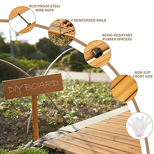 Spurgehom 8FT Wooden Garden Pathway Straight Outdoor Walkway Roll Out Cedar Wood Patio Flooring Path Decorative Lawn Patio Pavers Boardwalk Beach Wedding Party (Natural)