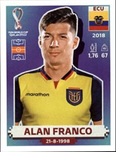 2022 panini world cup qatar sticker #ecu12 alan franco group a ecuador mini sticker trading card