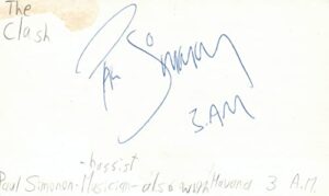 paul simonon bassist for the clash havana 3am rock music signed index card jsa coa