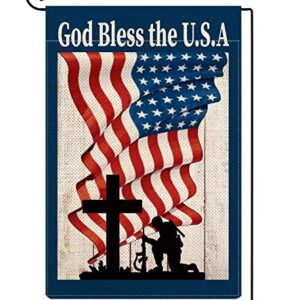 Baccessor God Bless America Patriotic Garden Flag Double Sided, Memorial Day 4th of July Independence Day American Star and Strip Yard Flag Outdoor Outside Holiday Decoration 12 x 18 Inch