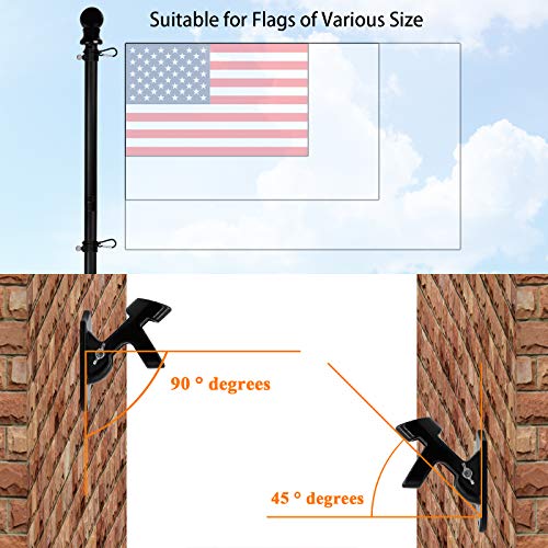 HOOSUN Flag Pole Kit 6 FT,Flag Pole with Bracket,Heavy Stainless Steel Garden Flagpole, Home,Commercial,Outdoor Wall Mounted Flagpole,House Flag Poles for Porch (6 FT, Black)