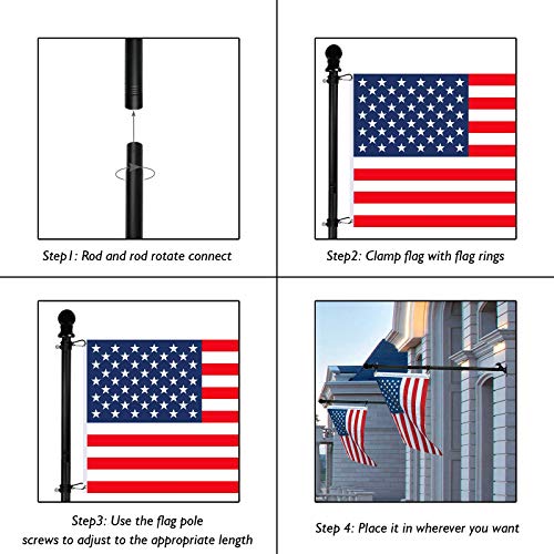 HOOSUN Flag Pole Kit 6 FT,Flag Pole with Bracket,Heavy Stainless Steel Garden Flagpole, Home,Commercial,Outdoor Wall Mounted Flagpole,House Flag Poles for Porch (6 FT, Black)