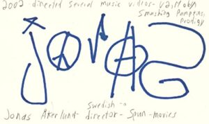 jonas akerlund swedish director spun movie autographed signed index card jsa coa