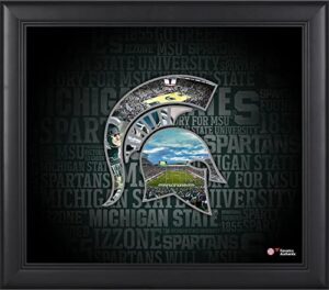 michigan state spartans framed 15″ x 17″ team heritage collage – college team plaques and collages