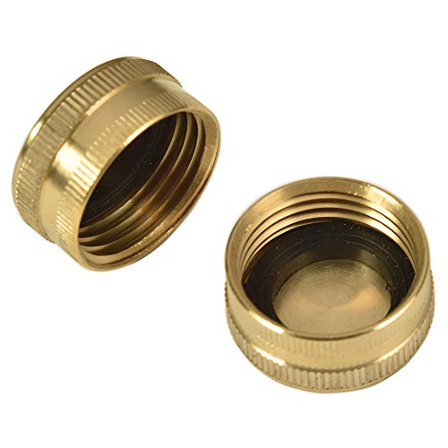 Sanpaint 2 Pack 3/4" Brass Garden Hose End Caps with Washers