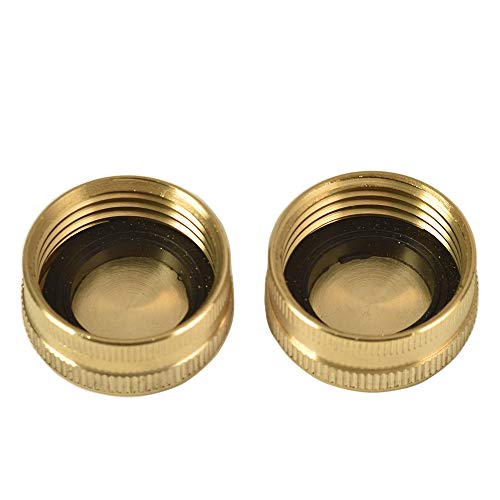 Sanpaint 2 Pack 3/4" Brass Garden Hose End Caps with Washers