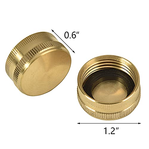 Sanpaint 2 Pack 3/4" Brass Garden Hose End Caps with Washers