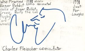 charles fleischer actor comedian tv movie autographed signed index card jsa coa