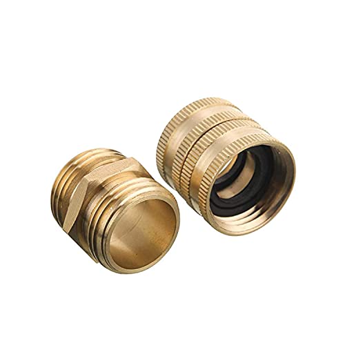 Hourleey Garden Hose Adapter, 3/4 Inch Solid Brass Hose Connectors Adapters, Male to Male, Female to Female, 4-Pack with Extra 6 Washers