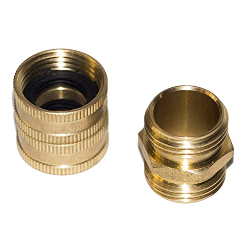 Hourleey Garden Hose Adapter, 3/4 Inch Solid Brass Hose Connectors Adapters, Male to Male, Female to Female, 4-Pack with Extra 6 Washers