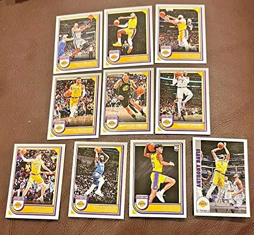 2022-23 Panini NBA Hoops Los Angeles Lakers Team Set Includes Rookies (Hand Collated) of 10 Cards: #153 Lonnie Walker IV #170 LeBron James #171 Anthony Davis #172 Russell Westbrook #173 Juan Toscano-Anderson #174 Carmelo Anthony #176 Austin Reaves #200 Pa