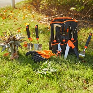 Citybay Garden Tools Set, 10 Pcs Stainless Steel Heavy Duty Gardening Tools Set with Folding Saw, Garden Hand Tools Starter Kit, Landscaping Tools, Gardening Tools Gift Sets for Women and Men