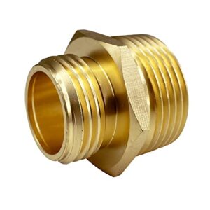 GESHATEN 3/4” GHT Male x 1” NPT Male Connector, Brass Garden Hose Fitting, Adapter, Industrial Metal Brass Garden Hose to Pipe Fittings Connect (2 Pack)