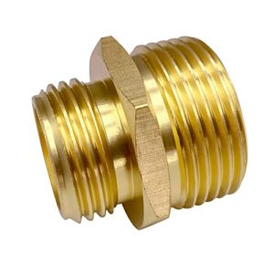 GESHATEN 3/4” GHT Male x 1” NPT Male Connector, Brass Garden Hose Fitting, Adapter, Industrial Metal Brass Garden Hose to Pipe Fittings Connect (2 Pack)