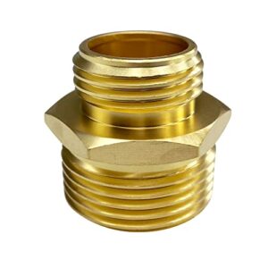 GESHATEN 3/4” GHT Male x 1” NPT Male Connector, Brass Garden Hose Fitting, Adapter, Industrial Metal Brass Garden Hose to Pipe Fittings Connect (2 Pack)