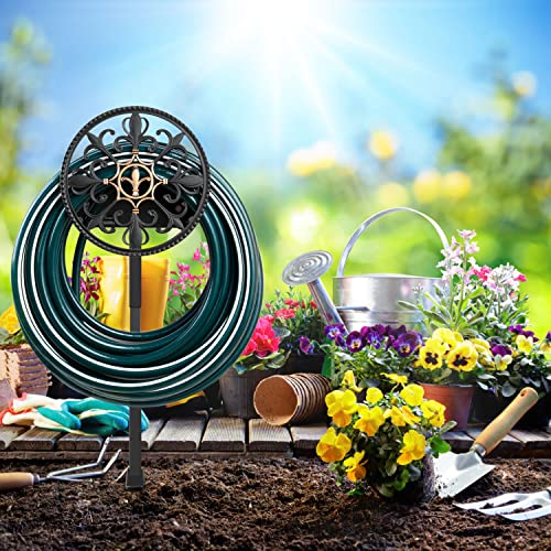 GOFORWILD Garden Hose Holder, Decorative Hose Butler Sturdy Water Hose Rack, Durable Wall Hose Hanger, Holds 125-Feet of 5/8-Inch Hose, Hose Reel, Made of Stainless Cast Aluminum, 7007