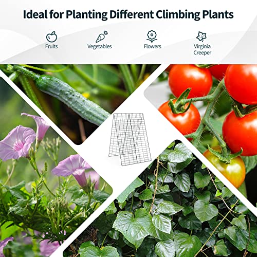 Giantex 8 Panels Cucumber Trellis, A-Frame Garden Trellis for Plant Climbing, Greenhouse Vegetable Fruit Grow Support with 18 Clips, 16 Ground Stakes, 8 Spiral Connectors, 12 Cable Tie, Twist Tie