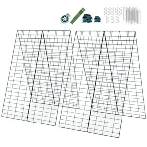 Giantex 8 Panels Cucumber Trellis, A-Frame Garden Trellis for Plant Climbing, Greenhouse Vegetable Fruit Grow Support with 18 Clips, 16 Ground Stakes, 8 Spiral Connectors, 12 Cable Tie, Twist Tie