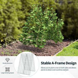 Giantex 8 Panels Cucumber Trellis, A-Frame Garden Trellis for Plant Climbing, Greenhouse Vegetable Fruit Grow Support with 18 Clips, 16 Ground Stakes, 8 Spiral Connectors, 12 Cable Tie, Twist Tie