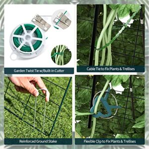 Giantex 8 Panels Cucumber Trellis, A-Frame Garden Trellis for Plant Climbing, Greenhouse Vegetable Fruit Grow Support with 18 Clips, 16 Ground Stakes, 8 Spiral Connectors, 12 Cable Tie, Twist Tie