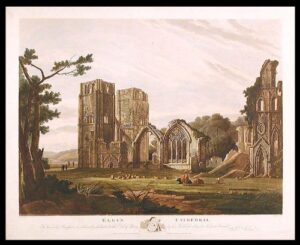 elgin cathedral. this view is by permission most humbly dedicated to the earl of moray, by his lordship’s, obliged & obedient servant willm. wilson