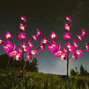 heymate outdoor solar flower lights garden decorative – 2 pack solar purple orchid flower lights waterproof solar christmas decorative lights for patio, yard, backyard, pathway