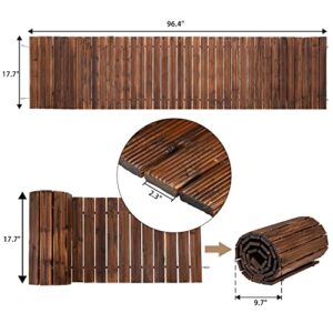 Spurgehom Wooden Garden Pathway 8FT Straight Outdoor Walkway Roll Out Cedar Garden Walkway Wood Patio Path Decor Lawn Pavers Boardwalk Beach Path for Wedding Party (Brown)