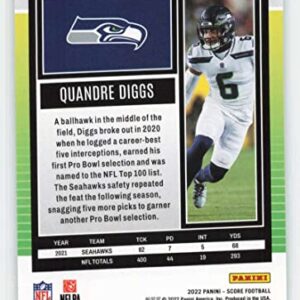 2022 Score #177 Quandre Diggs Seattle Seahawks NFL Football Trading Card